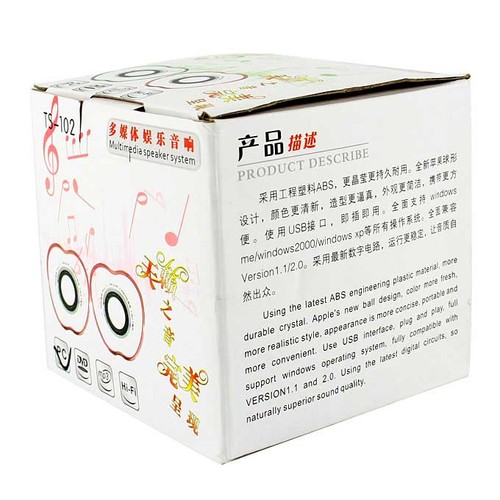 USB Mini Speakers Apple Shape Lightable for Ipod Laptop RED