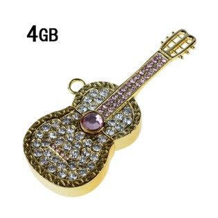 4GB Guitar Rhinestones Jewelry USB 2.0 Flash Drive with Neck Chain