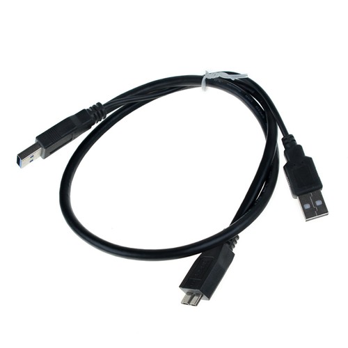 2 Feet Black USB 3.0 A Male to Micro-B Y Cable for Mobile HDD
