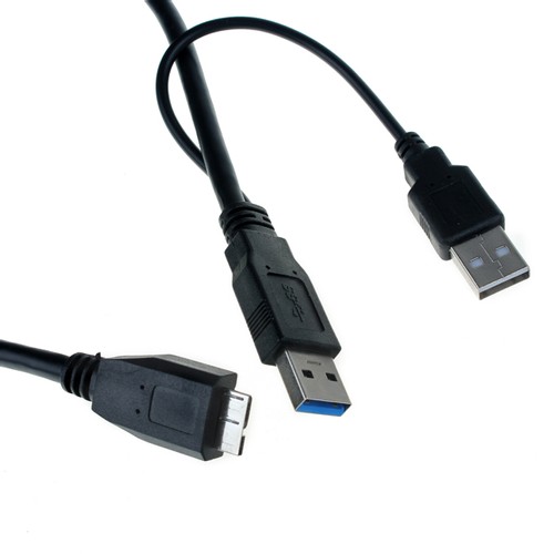 2 Feet Black USB 3.0 A Male to Micro-B Y Cable for Mobile HDD