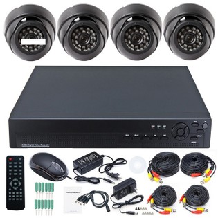 1/4" Color CMOS Indoor Surveillance DVR Kit 4CH CCTV Camera System