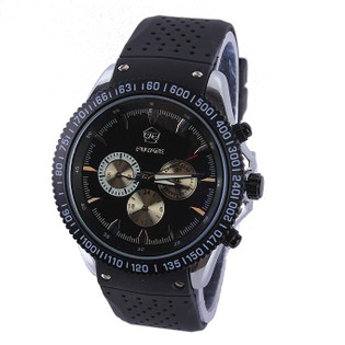 Silicone Strap Automatic Wrist Watch with 3 Mini Dial for Male