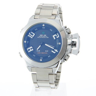 WeiDe WH-1008 Quartz LED Men's Wrist Watch with Steel Watchband