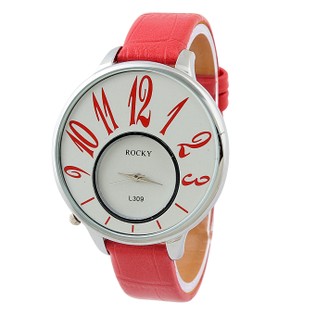 Rocky L309 Round Dial Women Wrist Watch with Leather Watchband