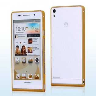 Ultra Thin Aluminum Bumper Metal Case for HuaWei Ascend P6 - Gold