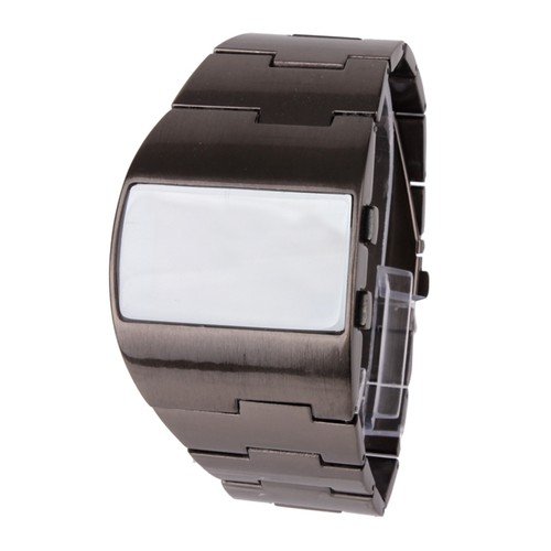 Unisex Stainless Steel Digital LED Wrist Watch with Red Light