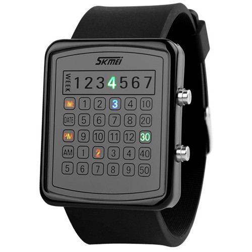Unisex Digital Display Colorful LED Rubber Watchband Wrist Watch