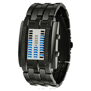Men's LED Digital Wrist Watch with Stainless Steel Strap