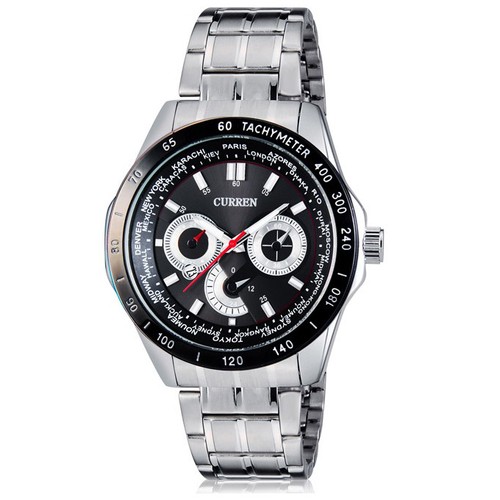 Stainless Steel Band Quartz Analog Wrist Watch Timepiece for Men