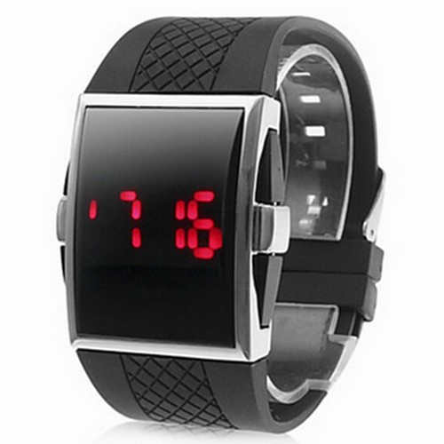 Makibes Unisex Red LED Digital Rectangle Dial Silicone Band Watch