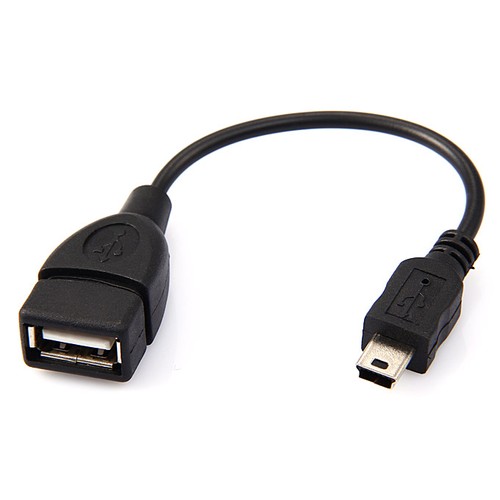 Mini OTG Cable Mini 5 Pin Male to USB Female Adapter Cable - Black