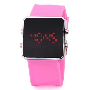 Silicone Band Red LED Digital Alloy Unisex Jelly Sport Style Watch