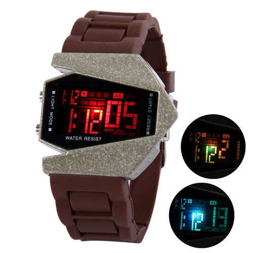 Unisex Aircraft Quartz Ceramic Silicone Strap Digital LED Watch