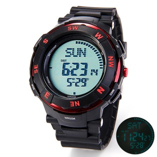 Unisex Green Light LED Compass Digital Silicon Band Sport Watch