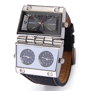 Oulm9525 Fashion Rectangular Dial Display Quartz Wrist Watch with ...
