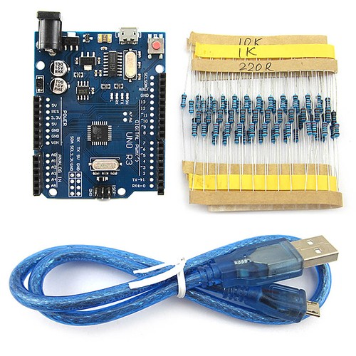Micro USB UNO R3 BreadBoard Kit with Sensors / LCD Display Module