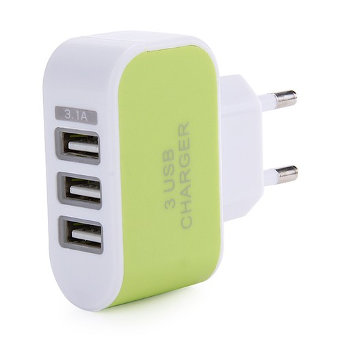 3 Ports USB AC Charger Adapter With LED EU Plug