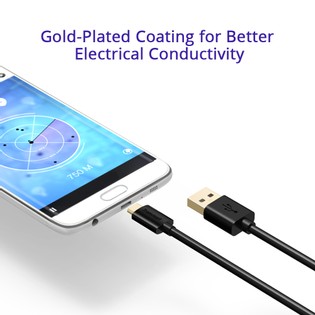 Tronsmart USB 2.0 Gold Plated Male to Micro USB Cable 3 Pack 1.8M