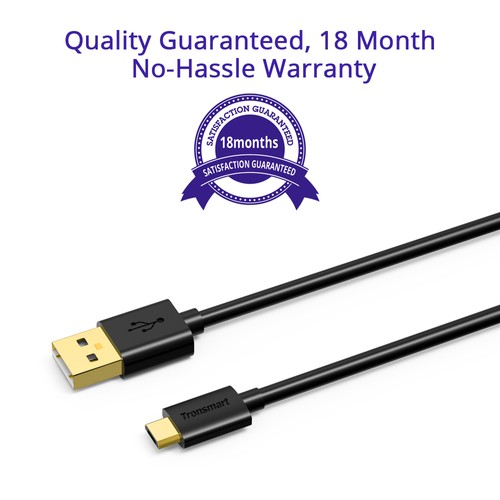 Tronsmart USB 2.0 Gold Plated Male to Micro USB Cable 3 Pack 1.8M