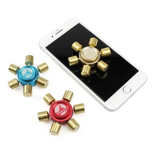 FQ777 Hexagonal Fidget Hand Spinner Brass Blue and Gold
