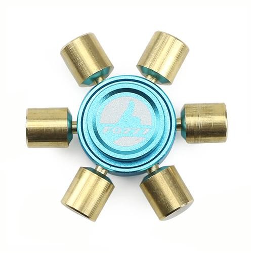 FQ777 Hexagonal Fidget Hand Spinner Brass Blue and Gold
