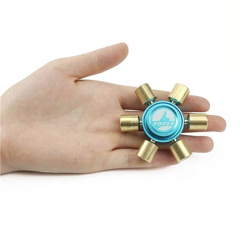 FQ777 Hexagonal Fidget Hand Spinner Brass Blue and Gold