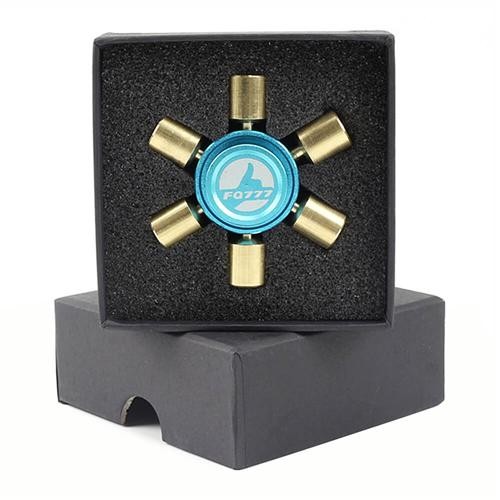 FQ777 Hexagonal Fidget Hand Spinner Brass Blue and Gold