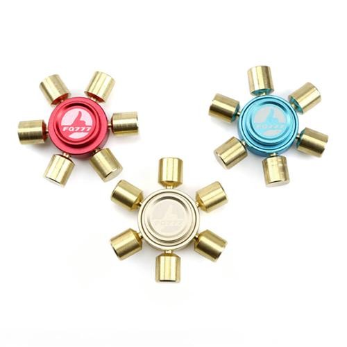 FQ777 Hexagonal Fidget Hand Spinner Brass Blue and Gold
