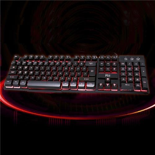 Rii RK100 3 LED Backlight Gaming Keyboard Black