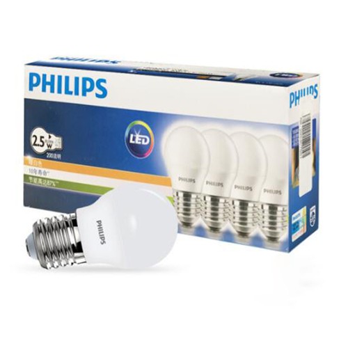 4PCS Philips LED Bulb 2.5W E27 Screw 3000K Light Yellow Light