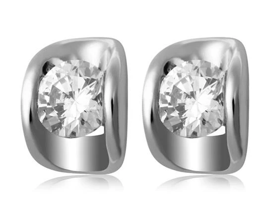 Rigant 18K RGP Alloy Crystal Decoration Earrings White Gold