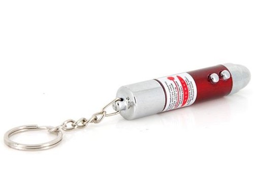 2 In 1 Shock Red Beam Laser Pointer With Keychain