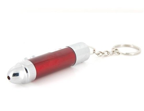 2 In 1 Shock Red Beam Laser Pointer With Keychain