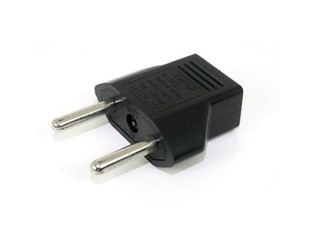 Flat To Round Plug Adapter Converter For Europe Black