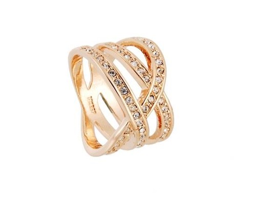 HPK83Y ITALINA Exquisite 18K RGP Diamond Ring 8?# (Yellow)