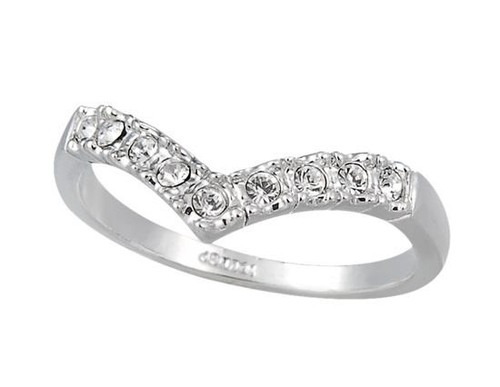 V-Shaped Ring Sz 9 White Gold