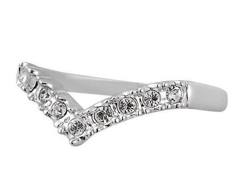 V-Shaped Ring Sz 9 White Gold