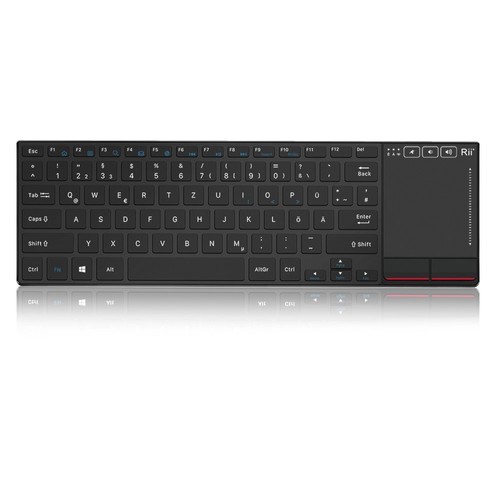 Rii K22 2.4G Wireless German Keyboard With Large Touchpad Black