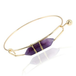 Natural Geometry Stone Shape Bracelet Purple