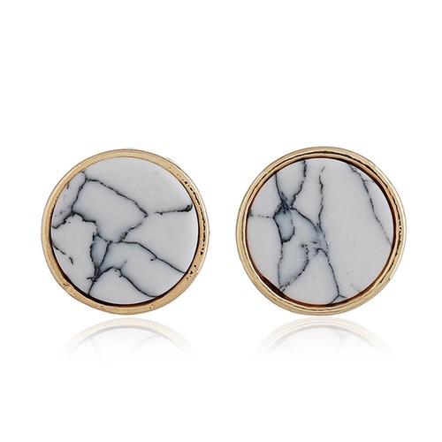 Round Stone Shape Earrings for Women Jewelry White