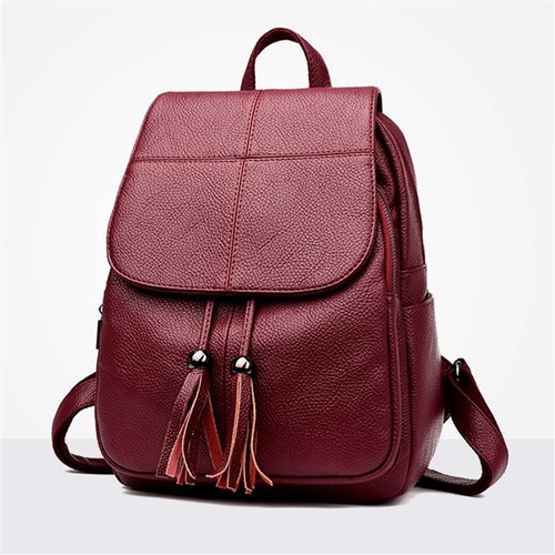 Women's PU Leather Backpack Red