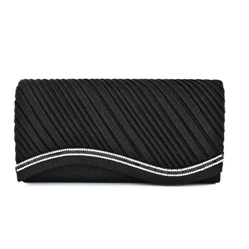 Womens Satin Clutch Fashion Prom Handbag Black