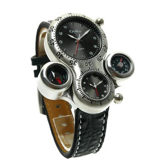 Men's Quartz Watch Compass Thermometer Black