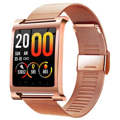 K6 Sports Smart Watch 1.3 Inch IPS Screen Gold Case Steel Strap