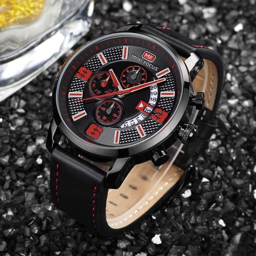 MINI FOCUS MF0025G Men Quartz Watch Red Black