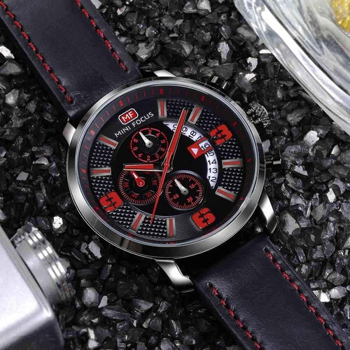MINI FOCUS MF0025G Men Quartz Watch Red Black