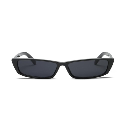 S17072 Women Vintage Sunglasses Rectangle Narrow Lens Black