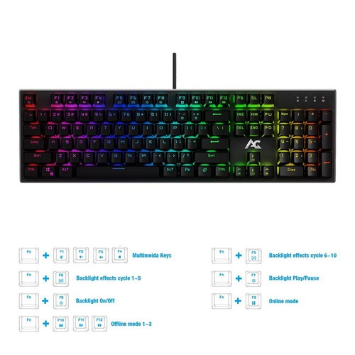 ACGAM AG-109R Mechanical Gaming Keyboard US 104 Keys Backlight - Black