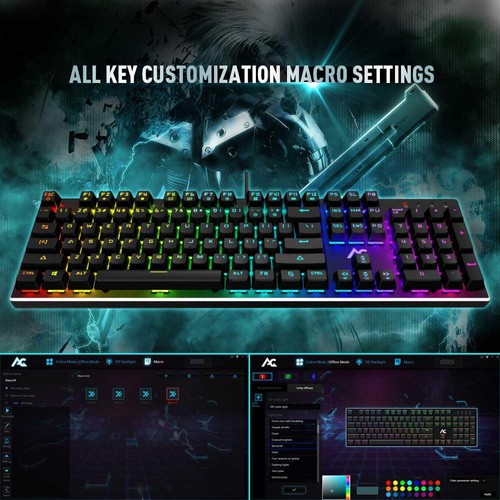 ACGAM AG-109R Mechanical Gaming Keyboard US 104 Keys Backlight - Black