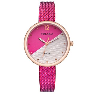 YOLAKO YK61 Women Mesh Belt Quartz Watch Rose Red